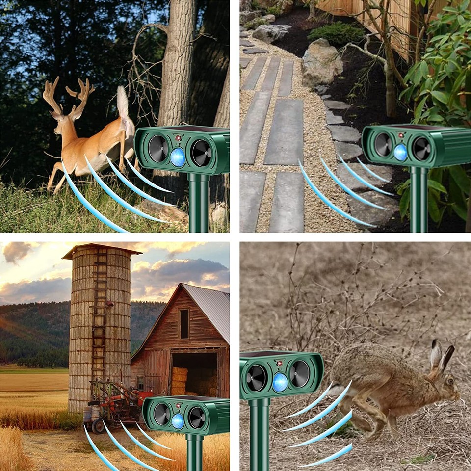 Ultrasonic Cat Dog Fox Pest Motion Sensor Repeller Scarer Deterrent ...