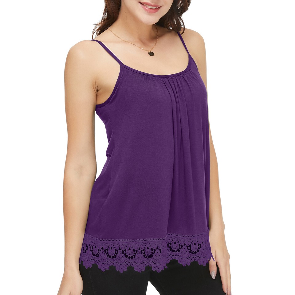 Womens Sleeveless Flowy Tank Tops Camisole with Built in Bra Loose Fit ...