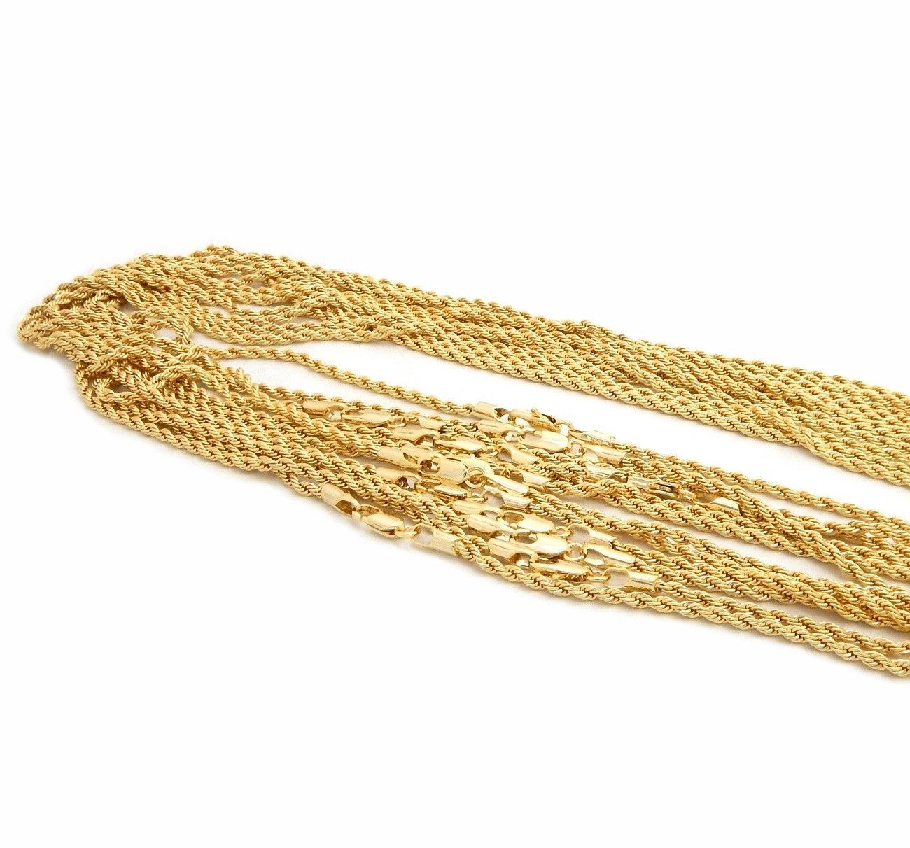 12 Piece Italy Rope Chain 2mm 20" inch Necklace 14k Gold Plated ...