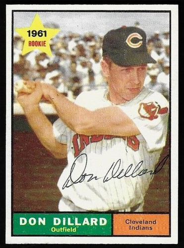 DON DILLARD Signed Autographed 1961 Topps #172 AUTO Cleveland Indians ...