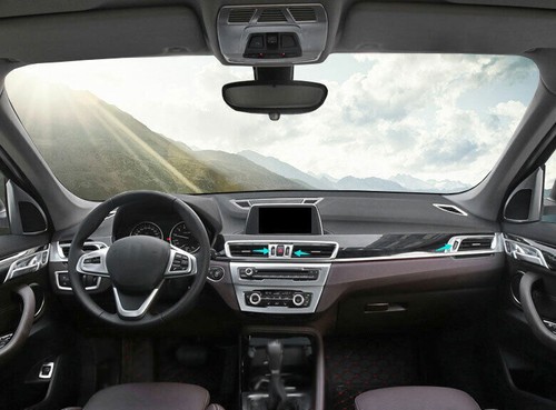 16-21 Car Inner Console Emergency Button Cover Trim Matte Silver For ...