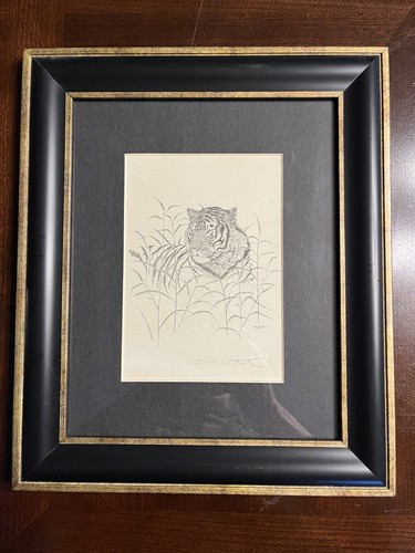 Bill Neat Tiger Drawing - Framed And Matted | eBay