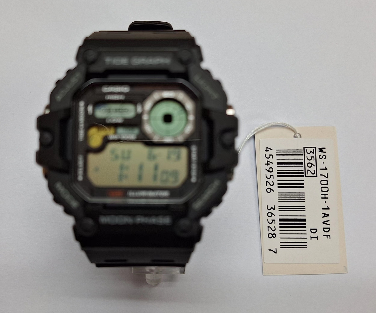 CASIO WS-1700H-1A with Moon data Tide graph 100M WR Men's Watch Black ...