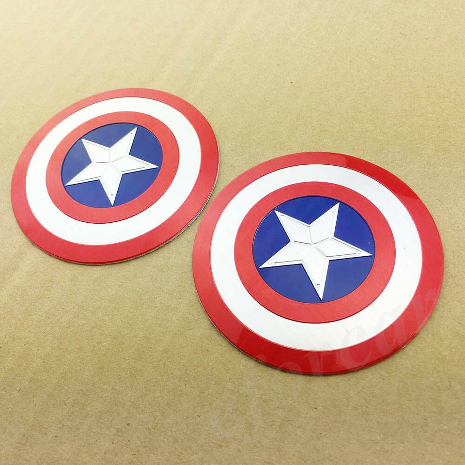2pcs Aluminum Captain America Shield Emblem Car Badge Motorcycle Decal ...