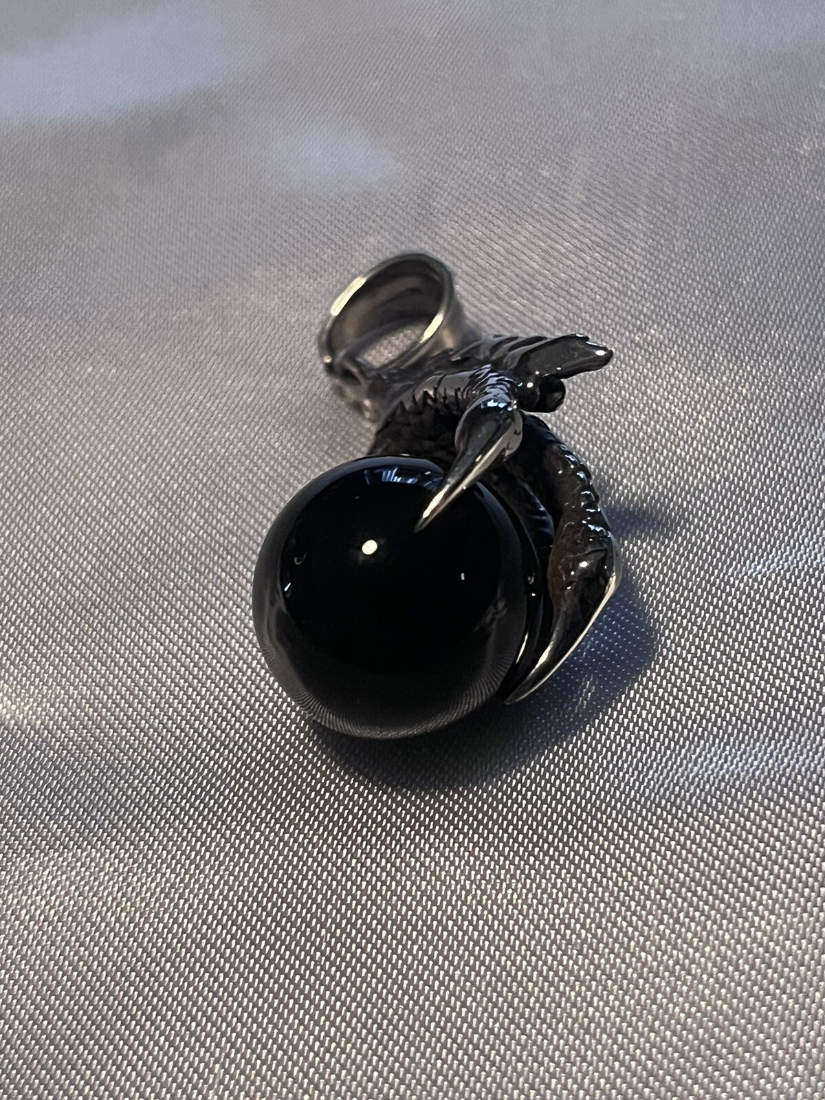 BIRD CLAW/TALON PENDANT W/ FAUX ROUND BLACK STONE - Gem