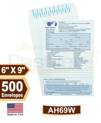 After Hours/Night Key Drop Envelope, 6" x 9", Peel & Seal, 28LB White ...