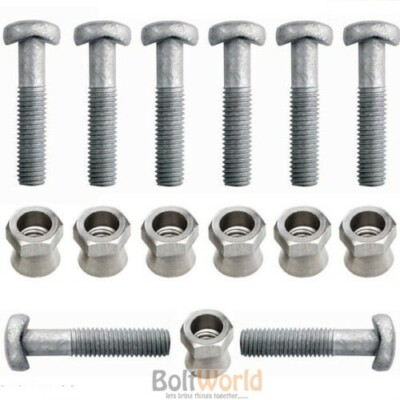 M8 x 40mm SADDLE BOLT D SECTION PALISADE FENCING +SECURITY NUT SHEAR ...