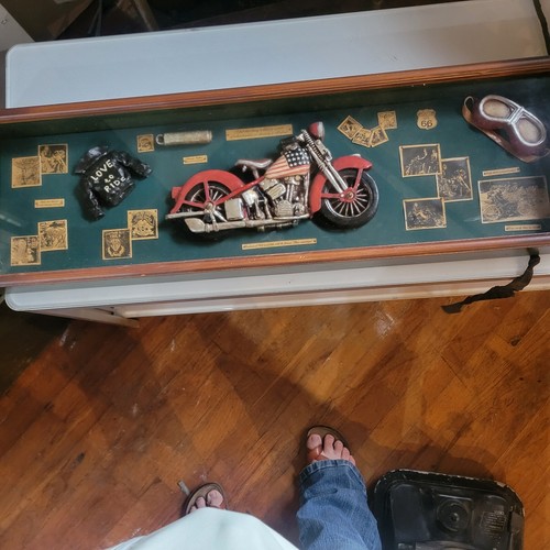 Harley Davidson Shadow Box Wood Frame 1936 Motorbike Stars Stamps 31 ...