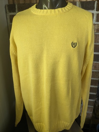 Chaps Men's 100% Cotton Sweater Mustard Yellow Knit Classic Y2K Fit ...