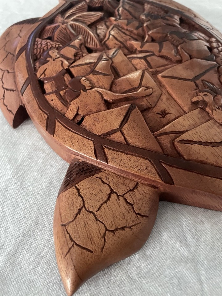 Palau Storyboard - New - Handmade Carving - Turtle Shape - Shell Inlays ...