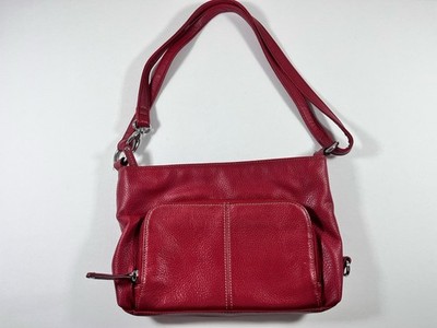 Tignanello Red Leather Crossbody Bag Built in Organizer Wallet Purse | eBay