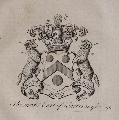 1779 ANTIQUE PRINT ~ SHERARD ~ FAMILY CREST COAT OF ARMS ~ EARL OF ...