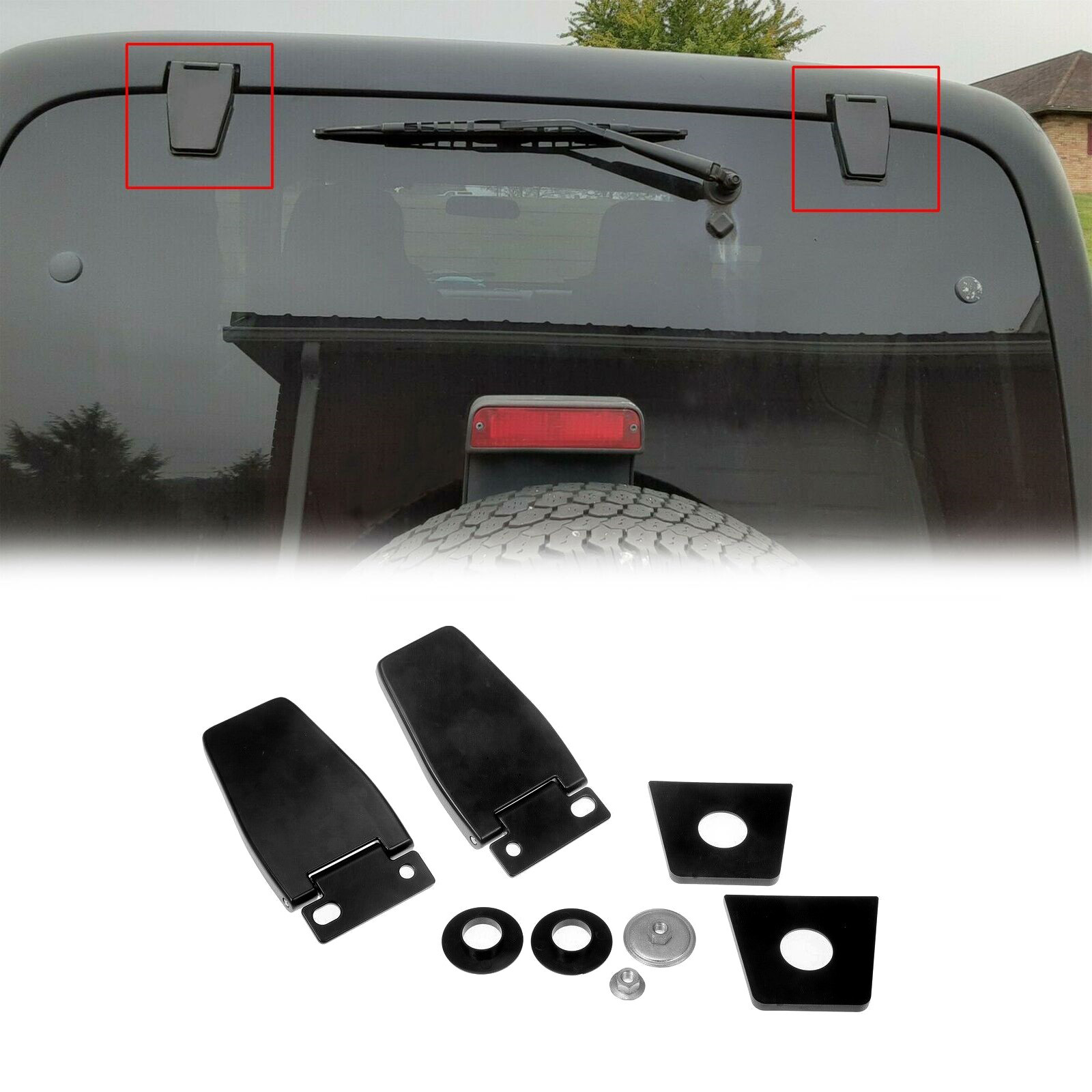 Rear Back Door Tail Gate Glass Window Hatch Hinge Fit Jeep Wrangler TJ ...