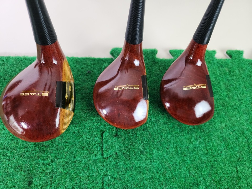 Vtg Golfcraft Staff Club Set 1,3,4 Woods RH Stiff Pro Flex Steel (3 ...
