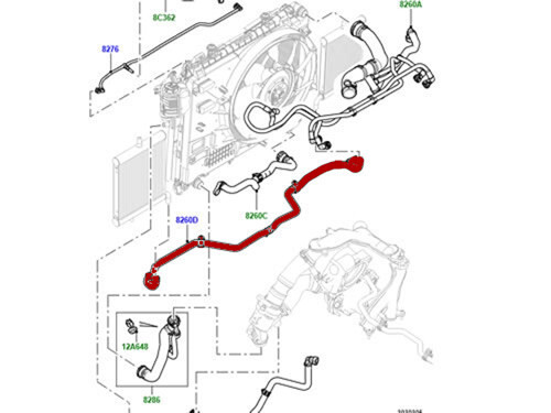 LAND ROVER HOSE TO AUXILIARY RADIATOR RANGE ROVER DISCOVERY RANGE SPORT ...
