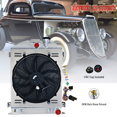 For 1933 1934 Ford Model A Base Grill Shells Chevy V8 3 Rows Radiator ...