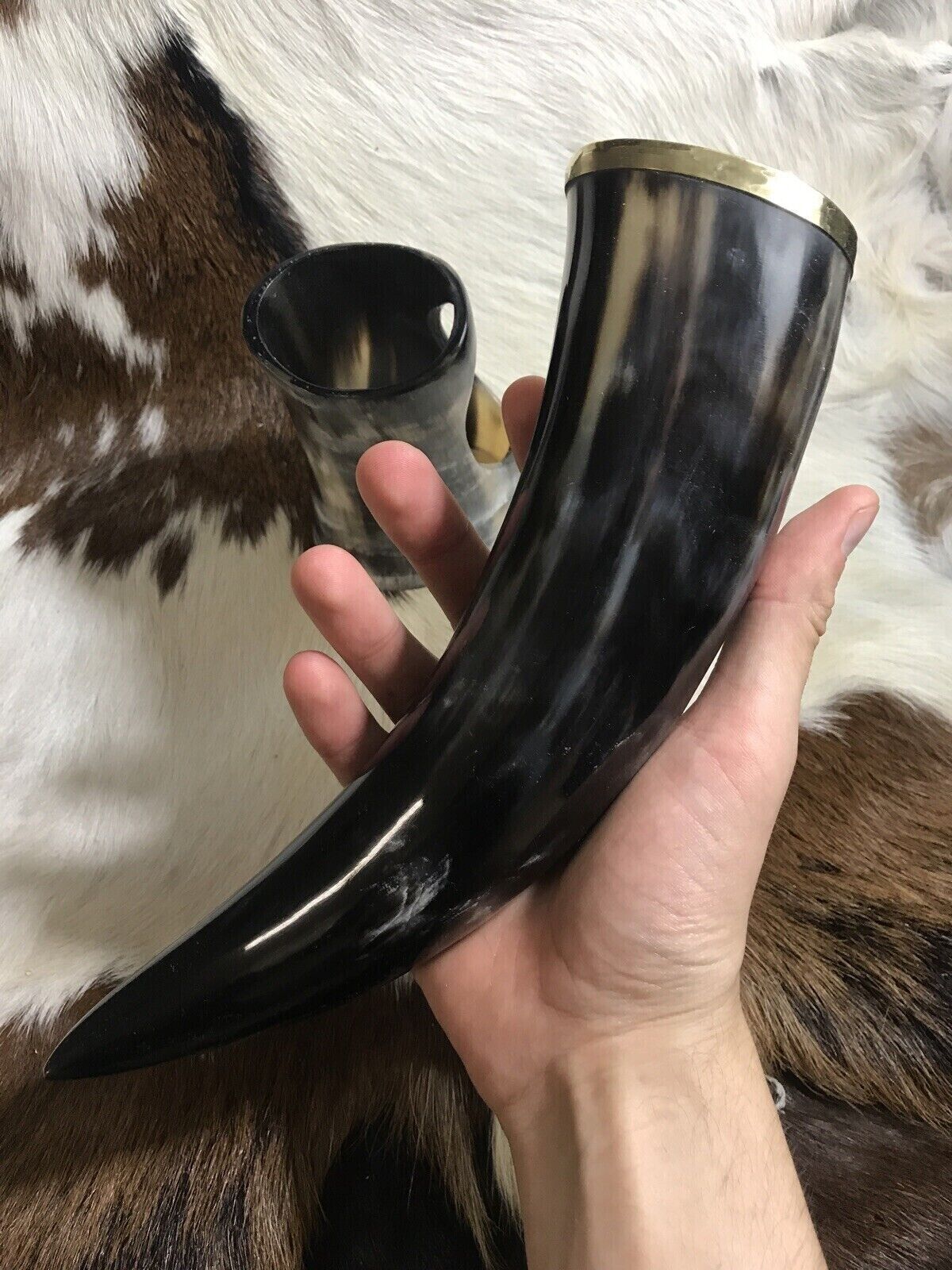 Natural Medieval Viking Dining Bovine Horn Drinking Cup Mug with Horn ...