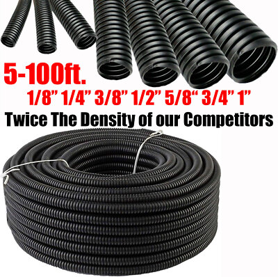 5 FT –100 FT Split Loom Tubing LOT Polyethylene Electrical Conduit (1/8 ...