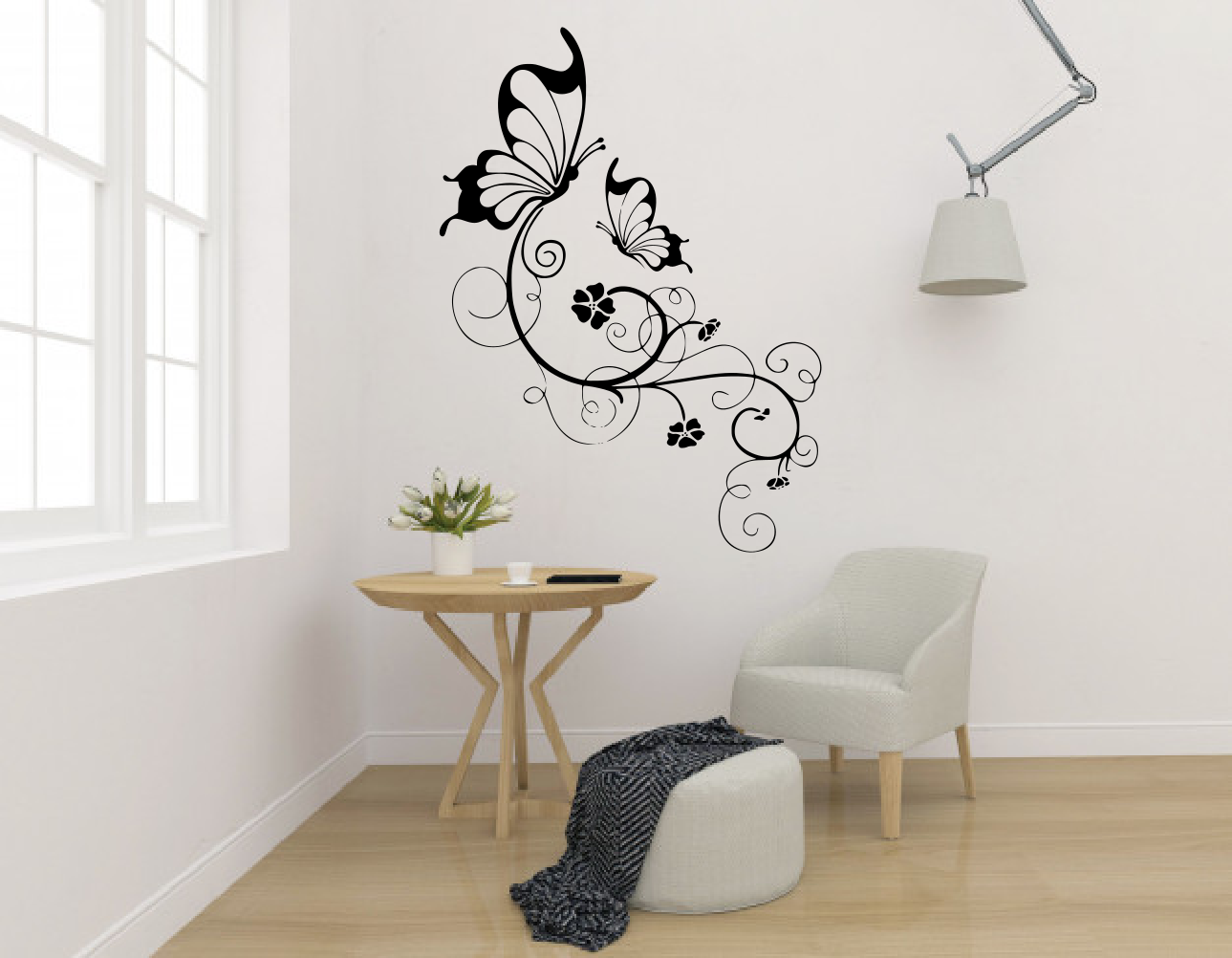 Butterfly Flower Vine Floral Transfer Wall Art Sticker Decal Home Decor ...