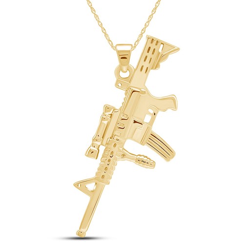 Sniper Army Gun Rifle Biker Rock Punk Pendant 18" Necklace 925 Sterling ...