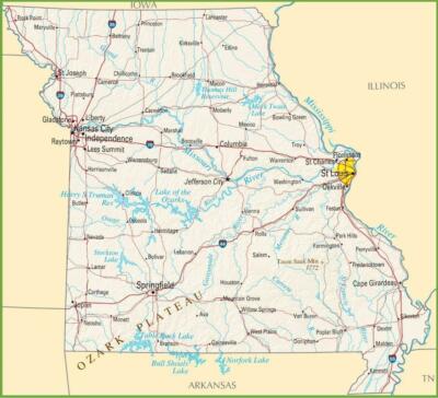 MISSOURI STATE ROAD MAP GLOSSY POSTER PICTURE PHOTO PRINT city highway ...