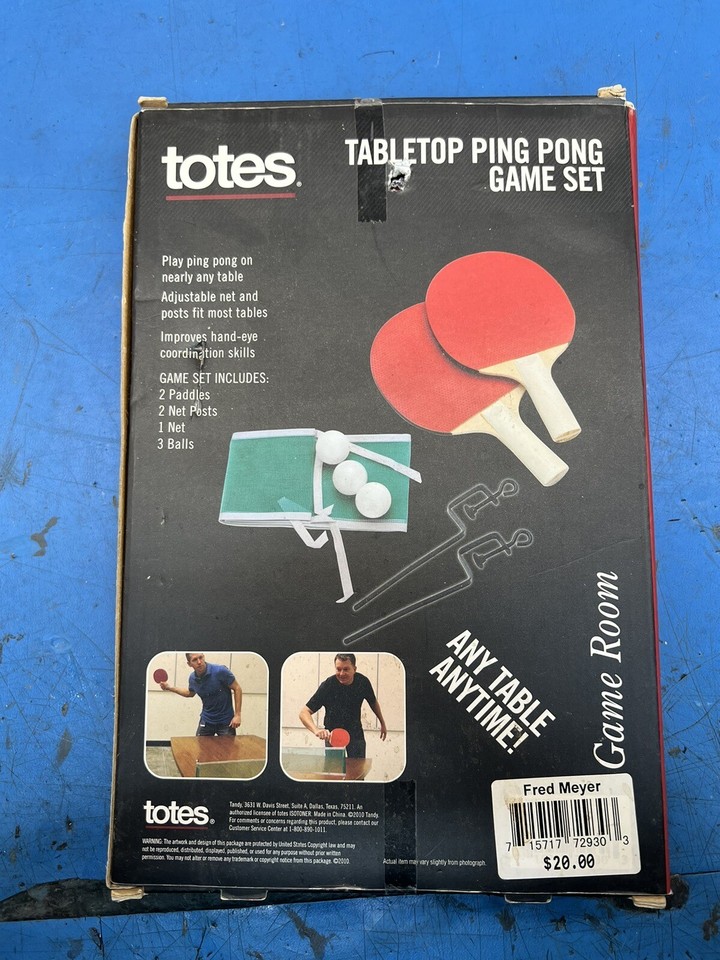 Totes Tabletop Ping Pong Game Set any table anytime game room NEW Fast ...