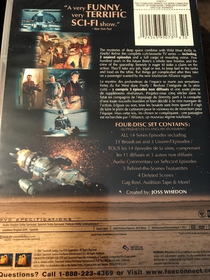 Firefly The Complete Series (DVD, 4-Disc Set) Factory Sealed FAST ...