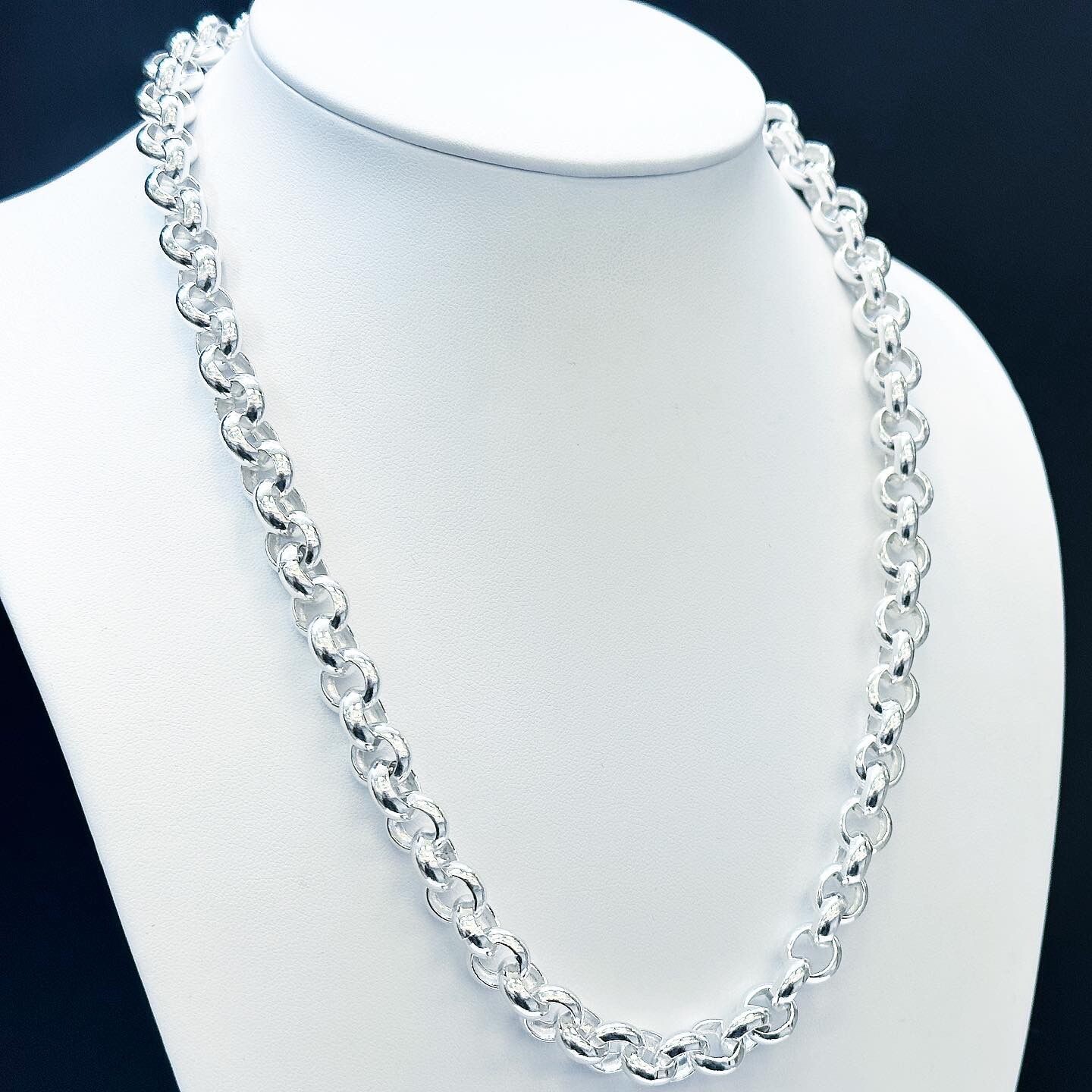 BIG HEAVY 925 STERLING SILVER BELCHER CHAIN 10mm ROLO CHAIN CHUNKY ...