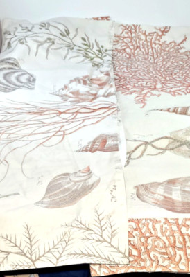 2 POTTERY BARN Pillow Sham Standard Coastal Coral Seashell Beach Ocean ...