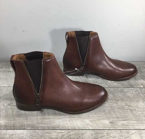 Frye 71364 Carly Zip Chelsea Brown Leather Ankle Women's Bootie Boots ...