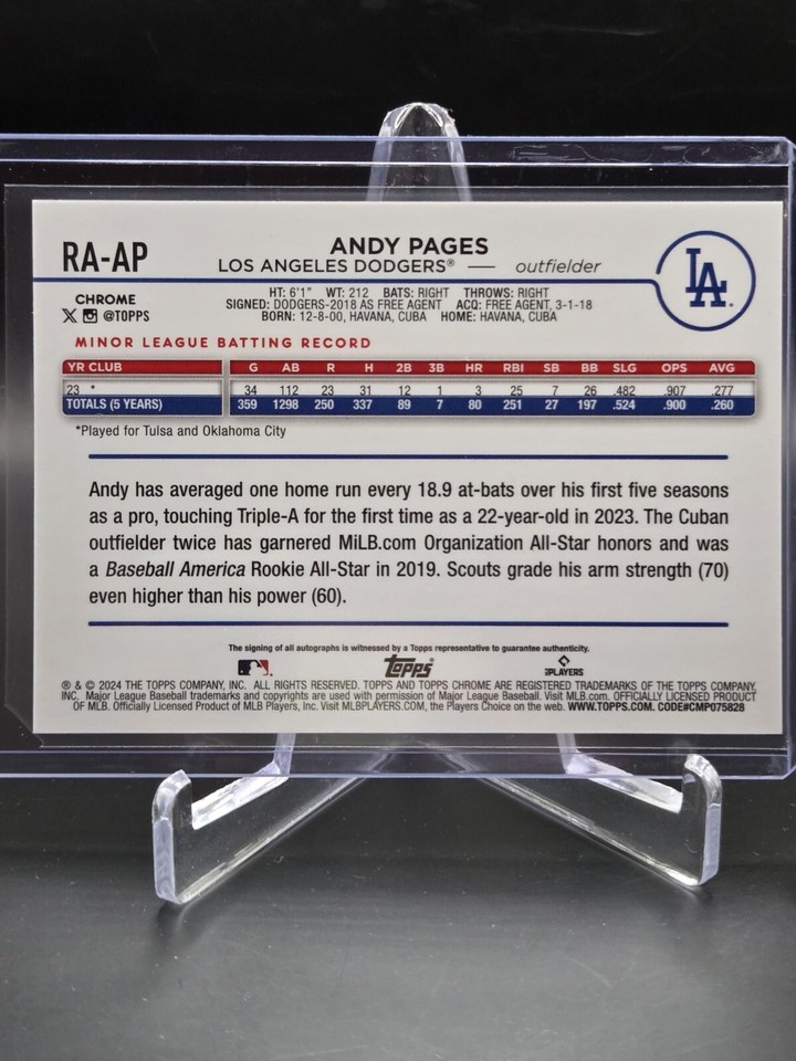 2024 Topps Chrome Update Andy Pages Rookie Auto On Card RC | eBay