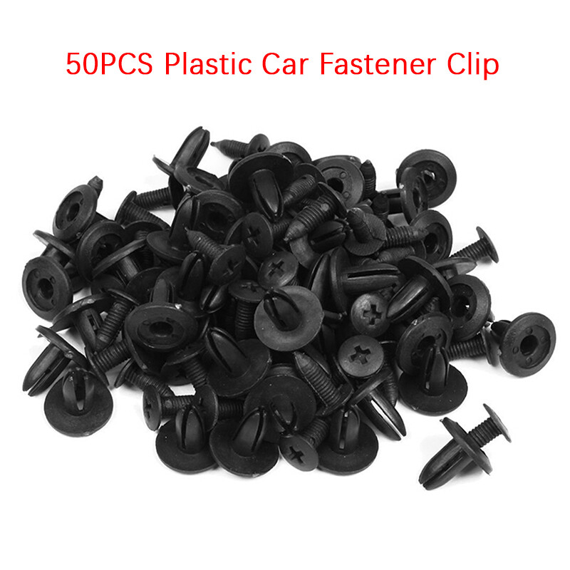 50Pcs Plastic Car Fastener Clip Black Universal Bumper Fender Fastener ...