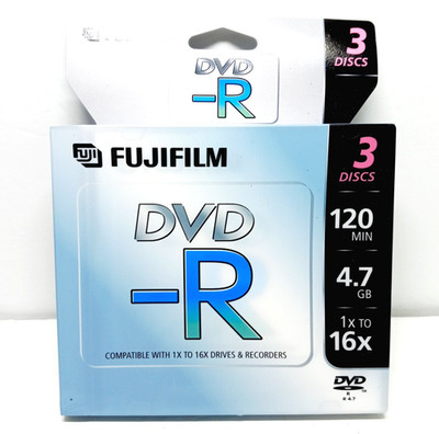DVD-R Fujifilm 3-Pack W/ Cases 120 Min Recordable DVD Discs (New Sealed ...