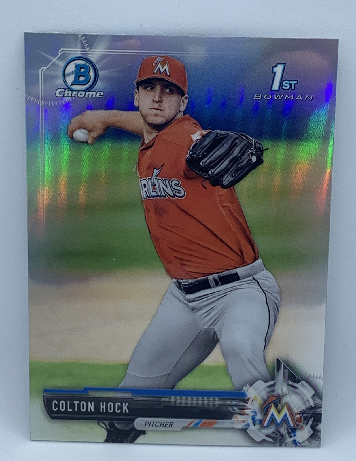 2017 Bowman Chrome Colton Hock Marlins BDC-196 1st Prospect Refractor ...