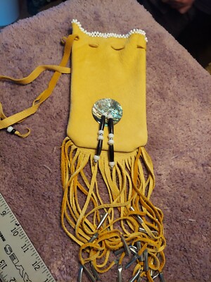 Native American Beaded Elk Buckskin Bag | eBay