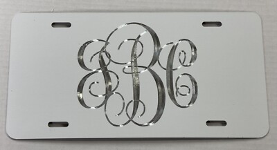 Engraved Custom Personalized Monogram Diamond Etched White License ...