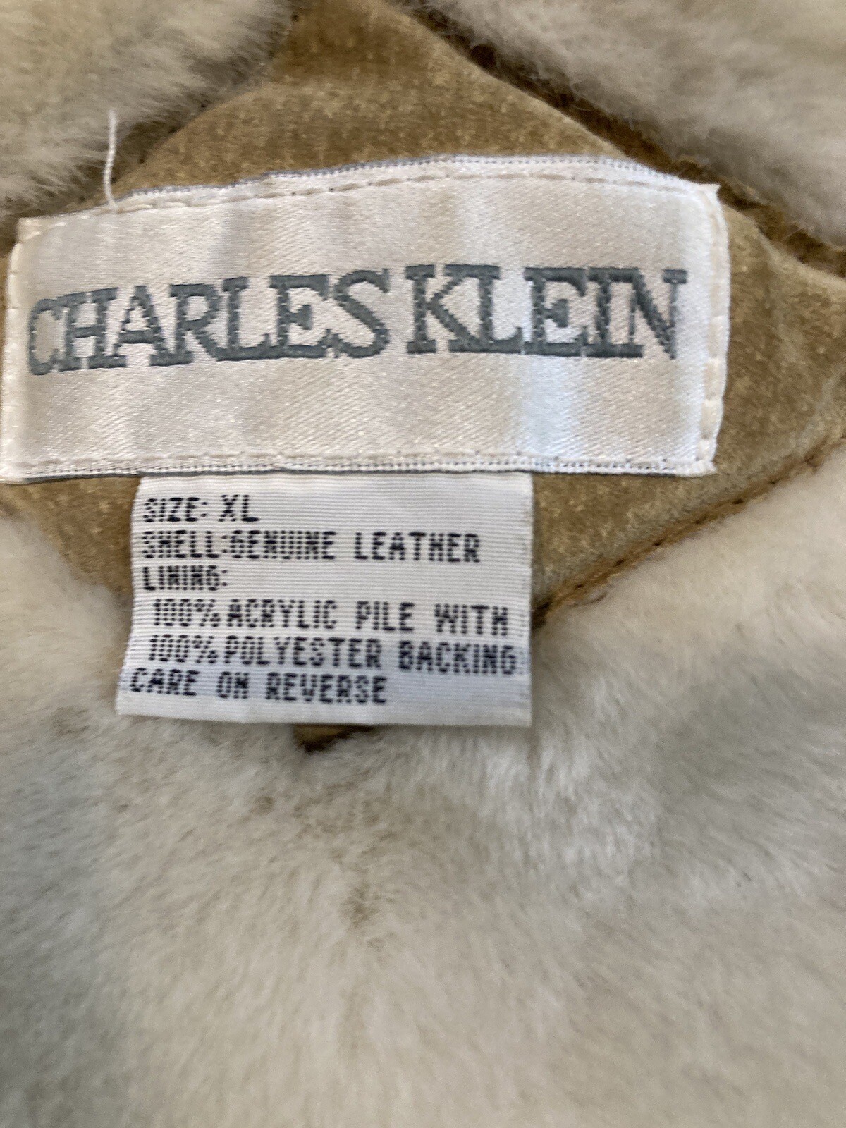 Charles Klein Jacket Genuine Leather Tan Full Sherpa … - Gem