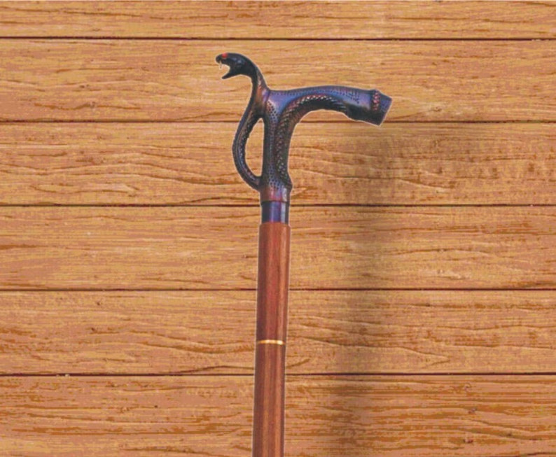Brass Walking Cane with Cobra Head Handle with Copper… - Gem