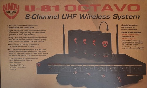 NADY U-81 Octavo 8-Channel UHF Wireless Complete System 8 Wireless ...
