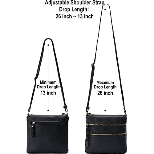 Multi Zipper Pocket Crossbody Bag with Strap, Lightweight Travel bag, Black | eBay