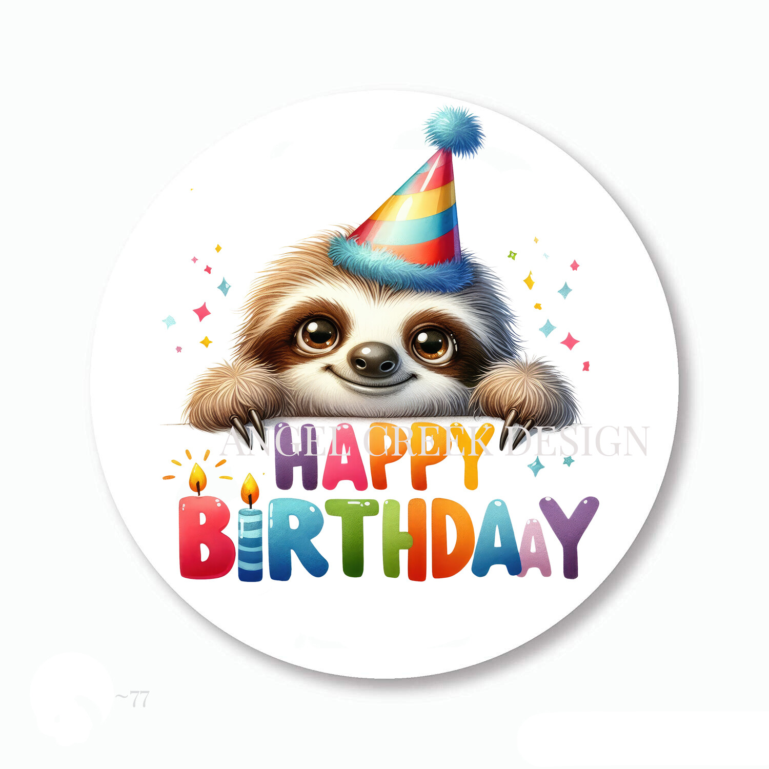 Happy Birthday Sloth Stickers Envelope Seals Labels Birthday Party ...