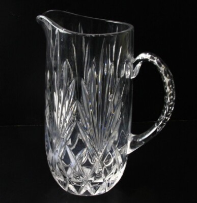 Augusta by Toscany Romania Lead Crystal Pitcher Thumbprint Handle 9 3/4 ...