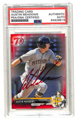 Austin Meadows signed auto 2017 Bowman 70th red card PSA/DNA COA ...