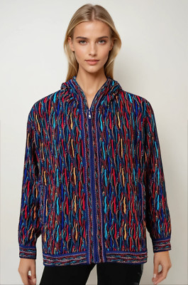 Wave Bright Geccu 3D Multi Colour Merino Wool Zip Sweater Hood Jacket ...