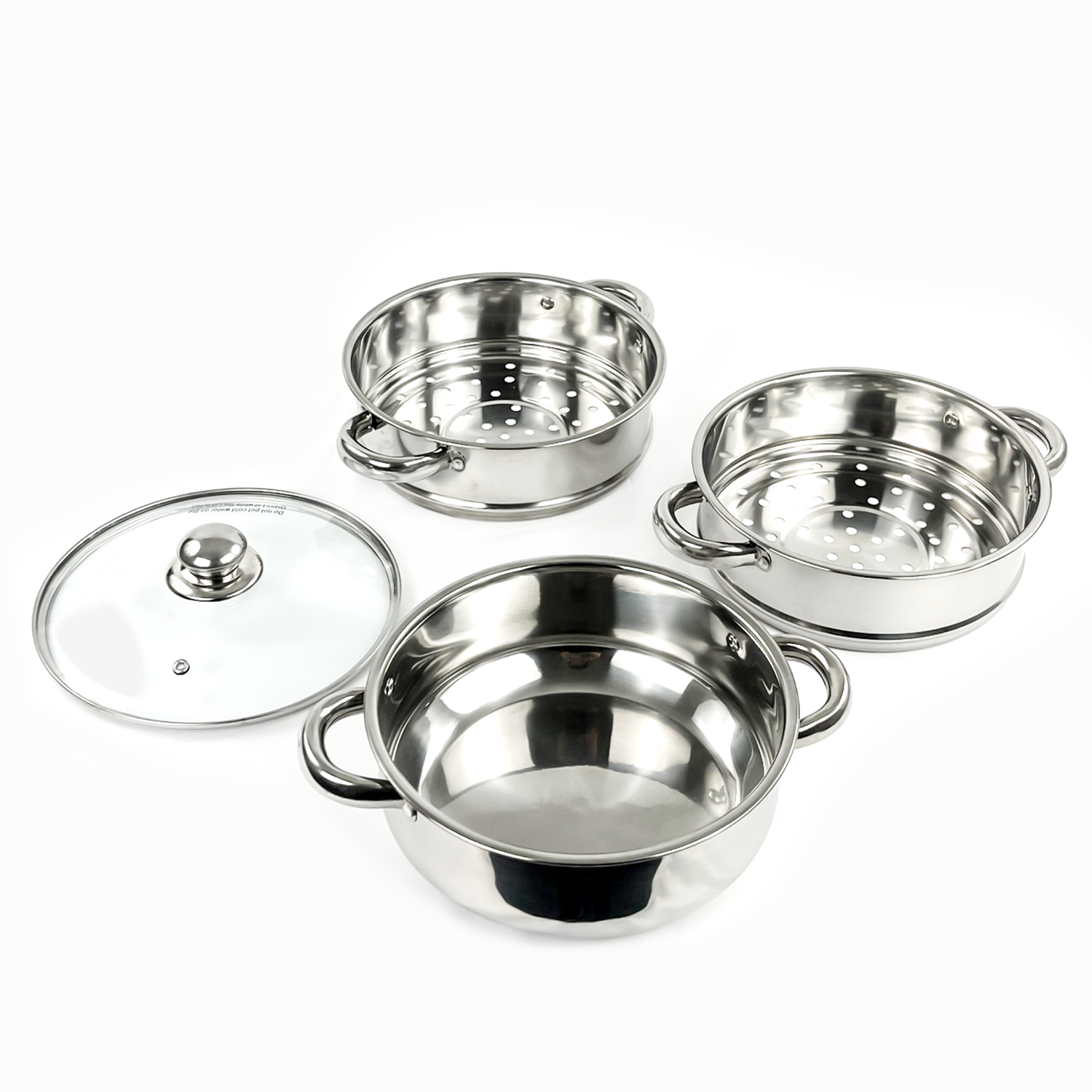 3TIER STEAMER- 24CM STAINLESS STEEL INDUCTION HOB MULTI VEG COOKER POT ...