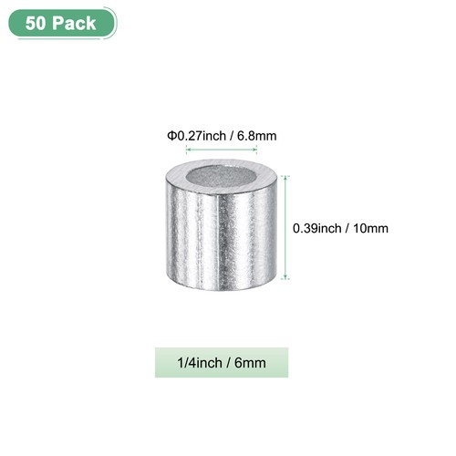 50-Pack Aluminum Crimping Loop Sleeves 6mm 1/4" Round for Wire Rope | eBay