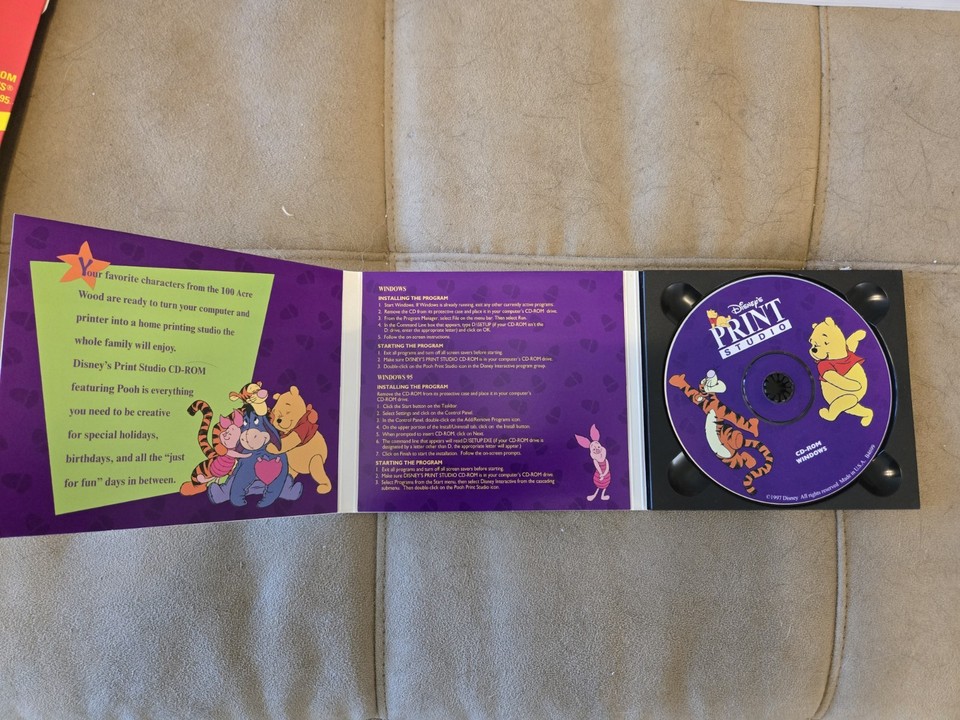 Vintage Disney’s Print Studio Winnie the Pooh CD-ROM Windows 95 ...