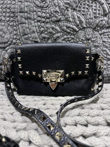 Valentino Rockstud Purse Leather Black Studded | eBay