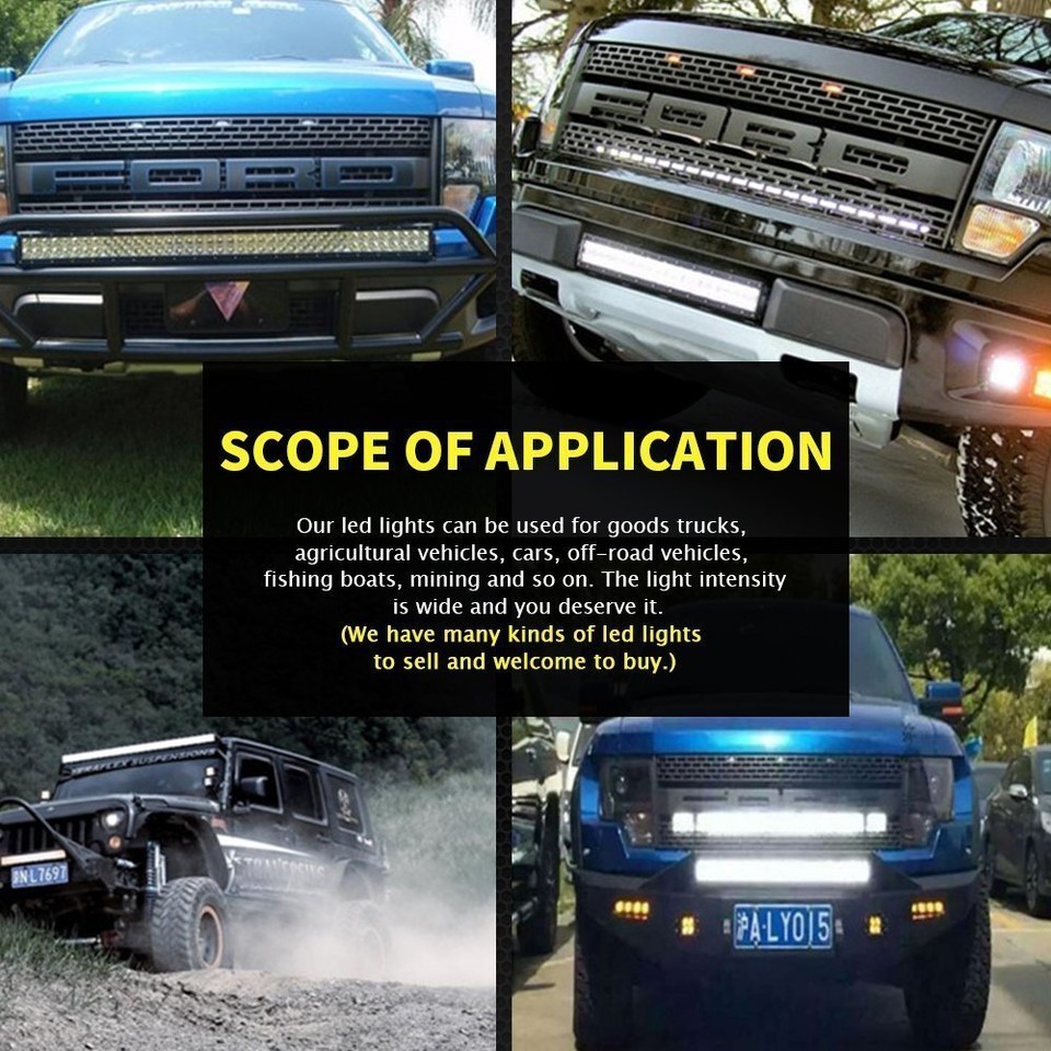 52 INCH LED Light Bar + 4X 4" Pods Combo Kit Offroad For Jeep Wrangler ...