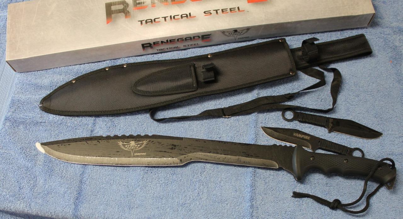 Renegade RT115 Strike Force Vampire Set Machete w/ Two Throwing Knives ...